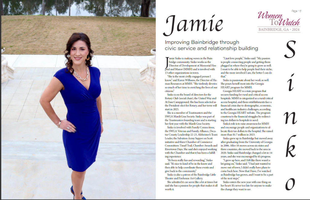 JAMIE SINKO WOMEN TO WATCH | Memorial Hospital & Manor